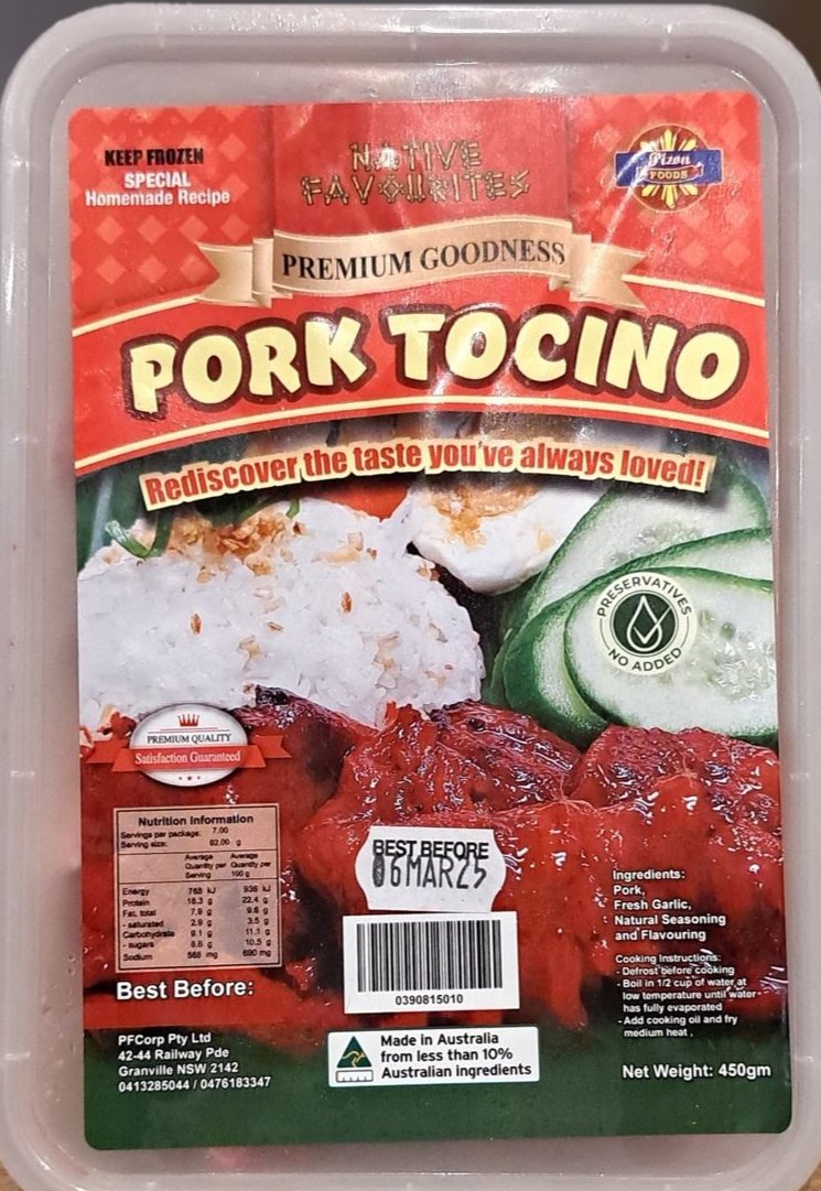 Pizon - Pork Tocino 450g – Fresh Food Market - Rooty Hill