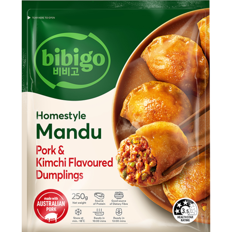 CJ Bibigo - Homestyle Mandu - Pork & Kimchi Flavoured Dumplings 250g ...